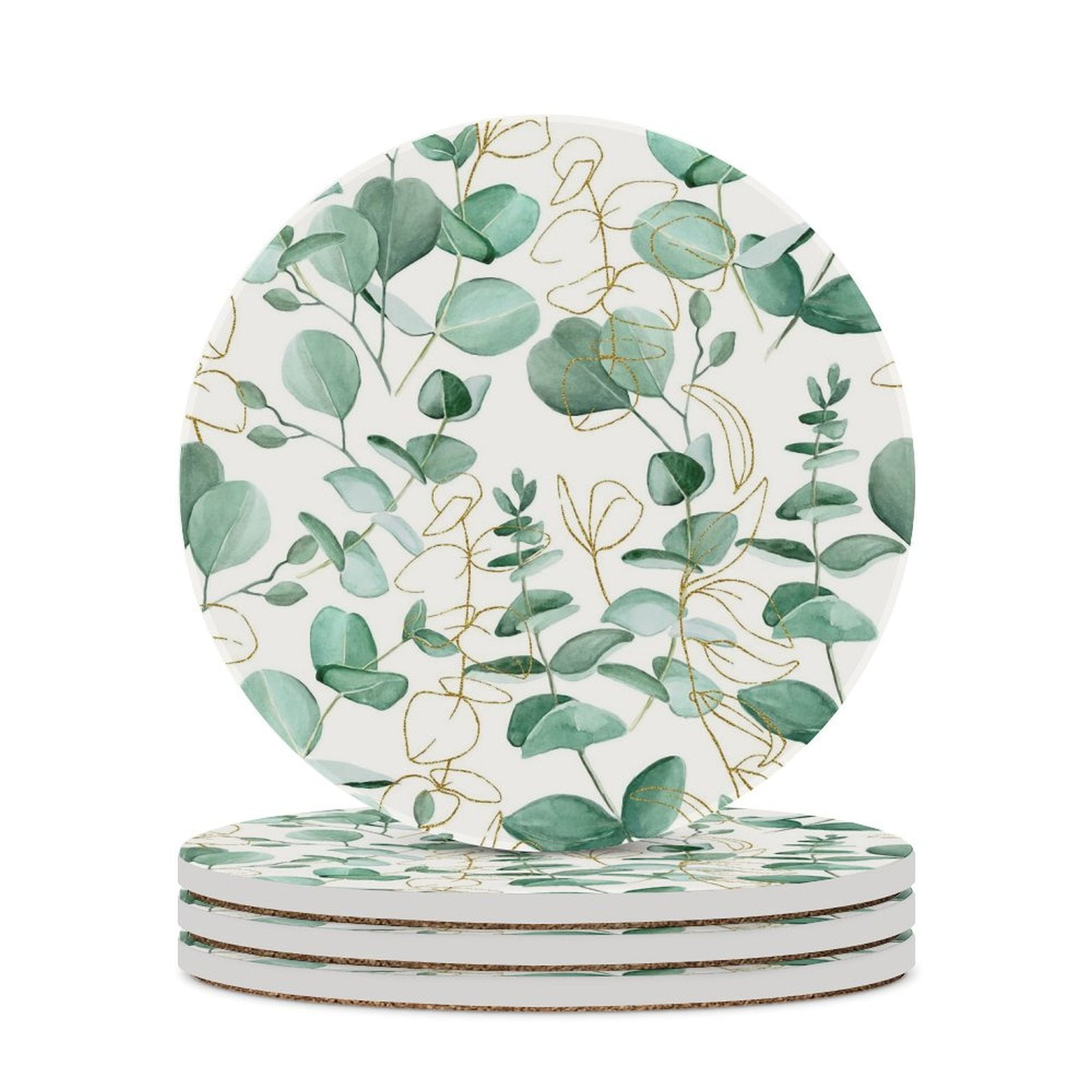 Eucalyptus Plant Green Leaves Abstract Ceramic Coasters Absorbent ...