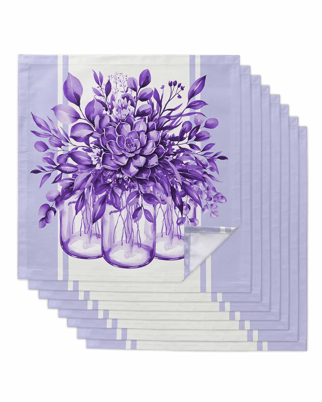 Eucalyptus Purple Cloth Napkins Set of 8 Reusable Dinner Napkins ...