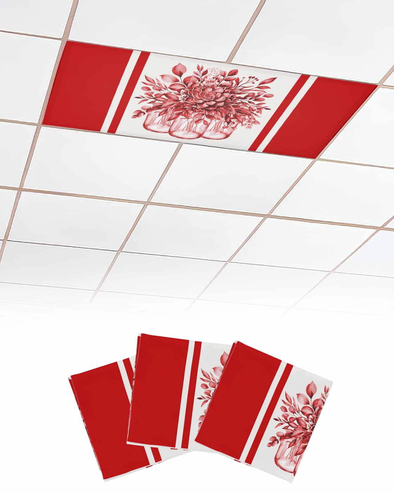 Eucalyptus Red Fluorescent Light Covers for Ceiling Lights 4x2 feet,3 ...