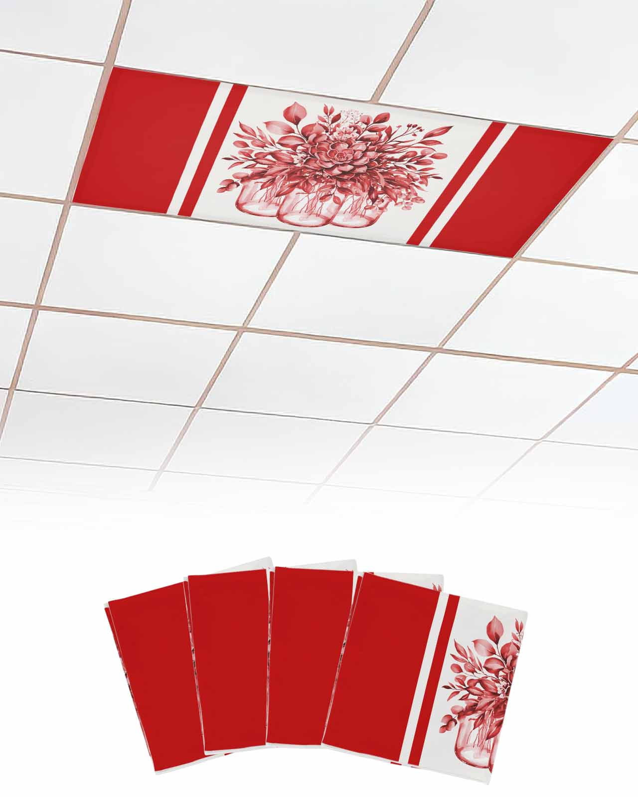 Eucalyptus Red Fluorescent Light Covers for Ceiling Lights 4x2 feet,4 ...