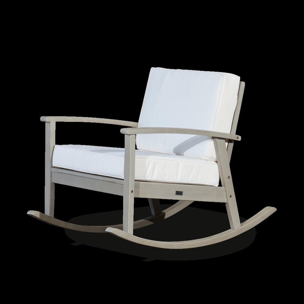 Eucalyptus Rocking Chair, Swing Armchair with Sand Cushions, Padded ...