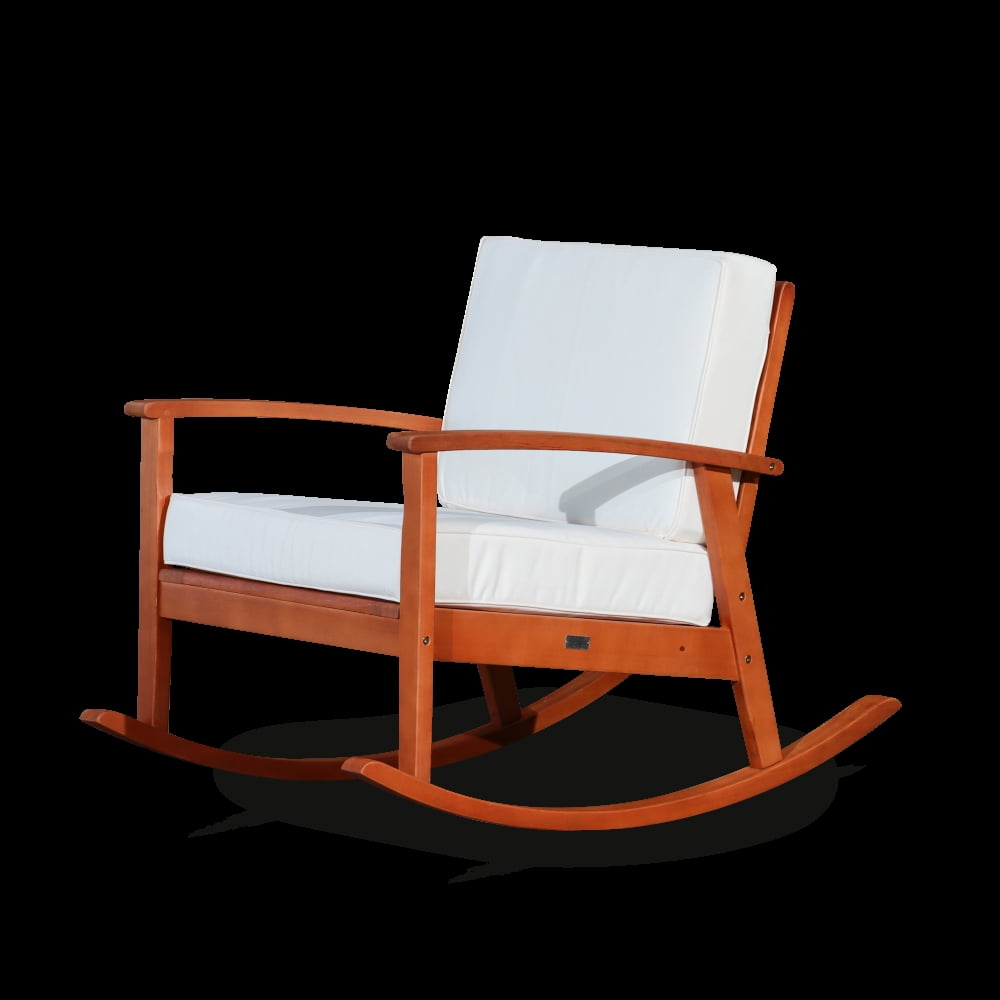 Eucalyptus Rocking Chair, Swing Armchair with Sand Cushions, Padded ...