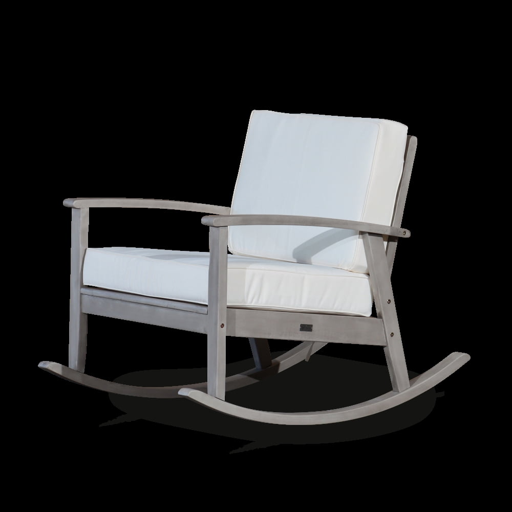 Eucalyptus Rocking Chair, Swing Armchair with Sand Cushions, Padded ...