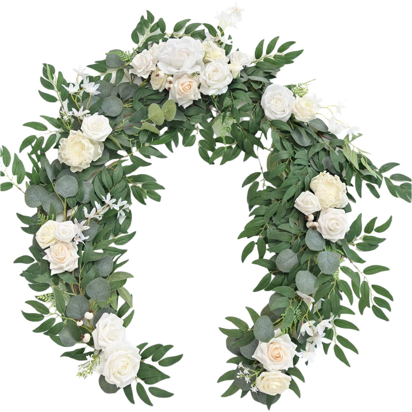 Eucalyptus & Rose, Ongmies Realistic Artificial Rose Greenery Garland ...