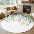 Eucalyptus Round Area Rug 5 FT, Non Slip Bedroom Rugs, Retro Green ...