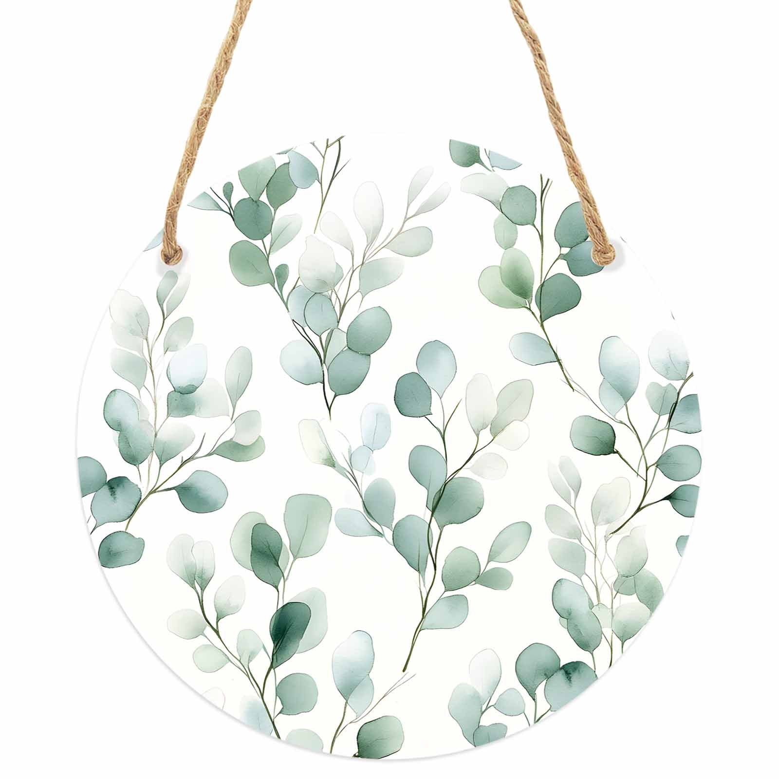 Eucalyptus Round Front Door Welcome Sign, 5.9 Inch Wall Hanging Decor ...