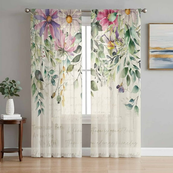 Eucalyptus Sheer Curtains 63 Inch Length 2 Panels Set, Sage Green ...