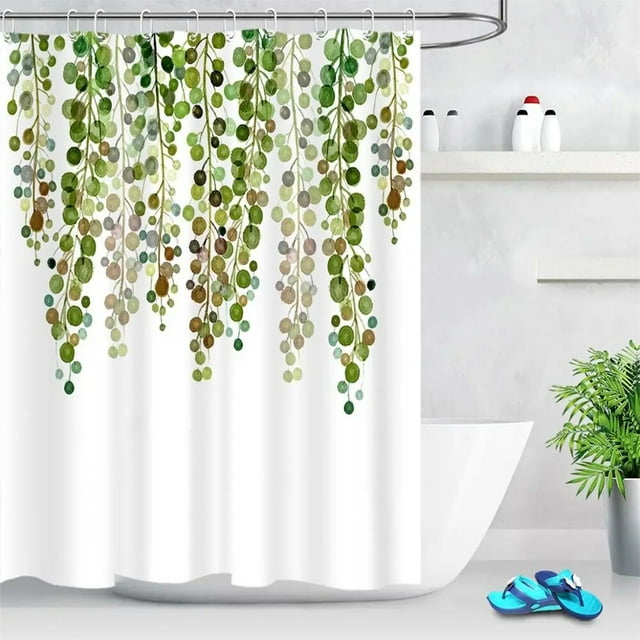 Eucalyptus Shower Curtain Green Leaves Bathroom Curtain Leaf Bath