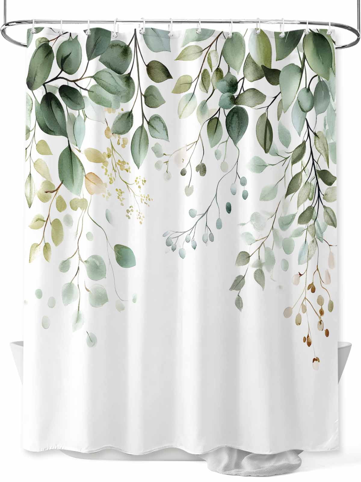 Eucalyptus Shower Curtain Set with Hook Washable Cloth Polyester Fabric ...