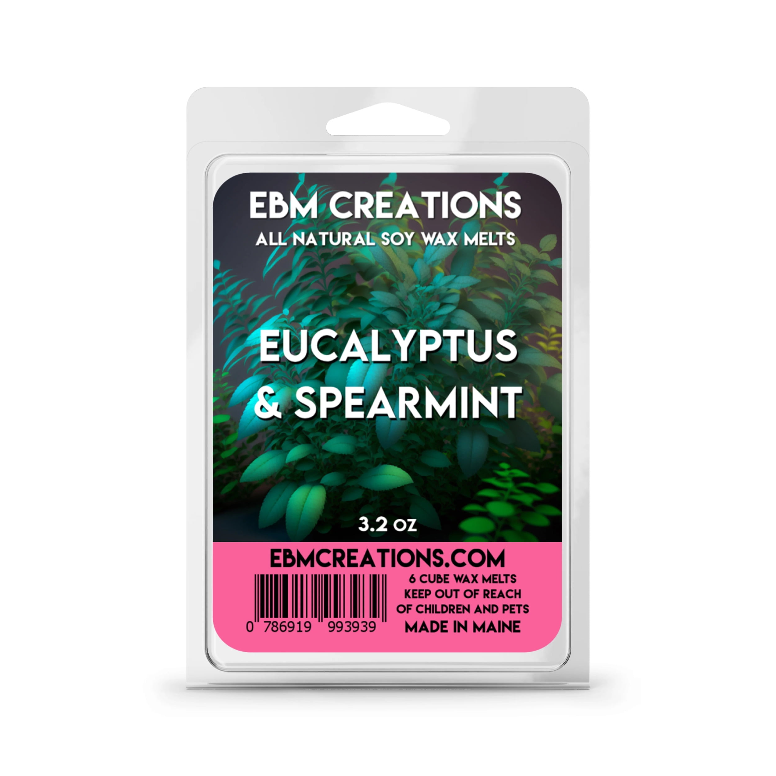 Eucalyptus Spearmint Scented Soy Wax Melts, EBM Creations, 6 Cube 3.2oz ...