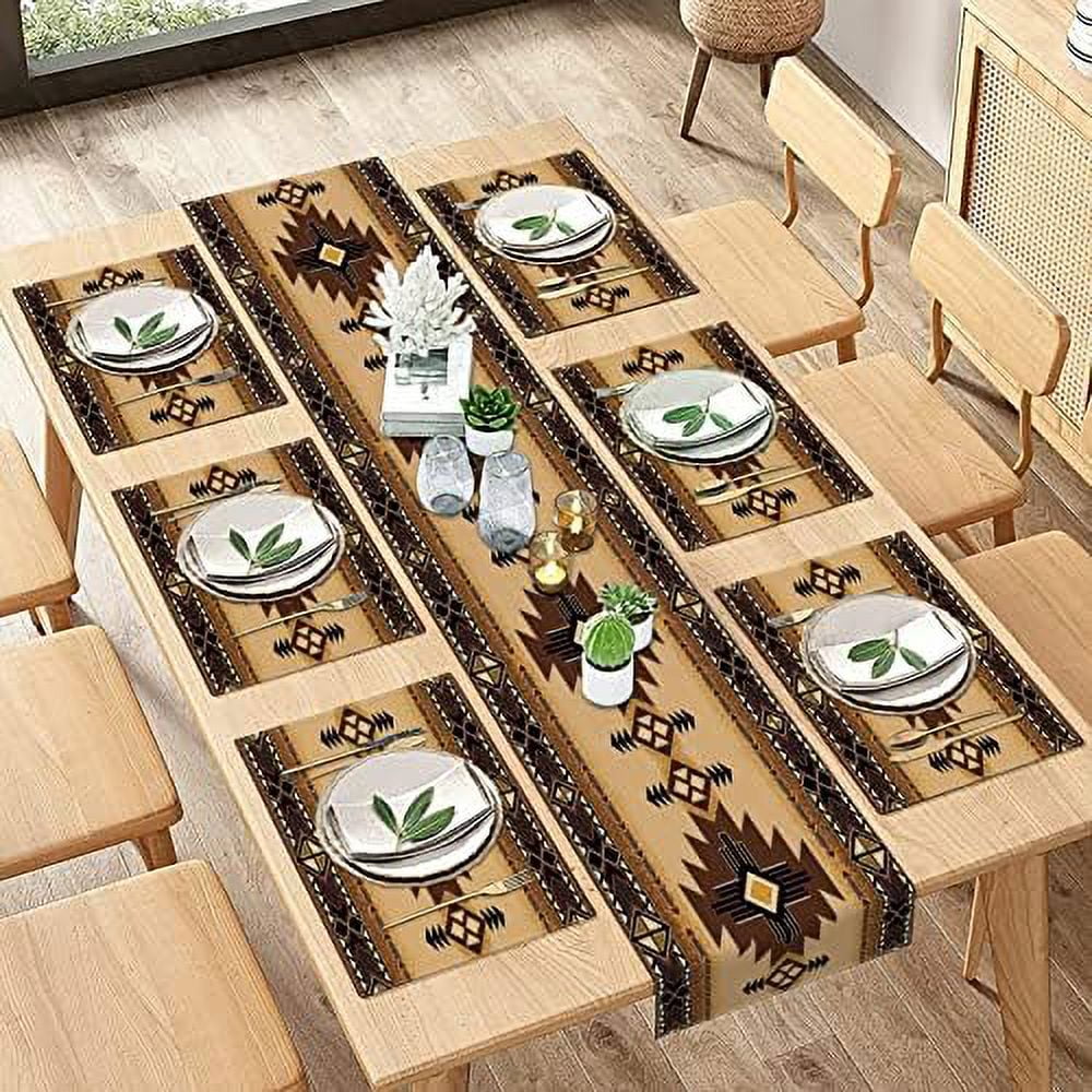 Eucalyptus Table Runner and Placemats Set of 6 Boho Green Leaves Floral ...