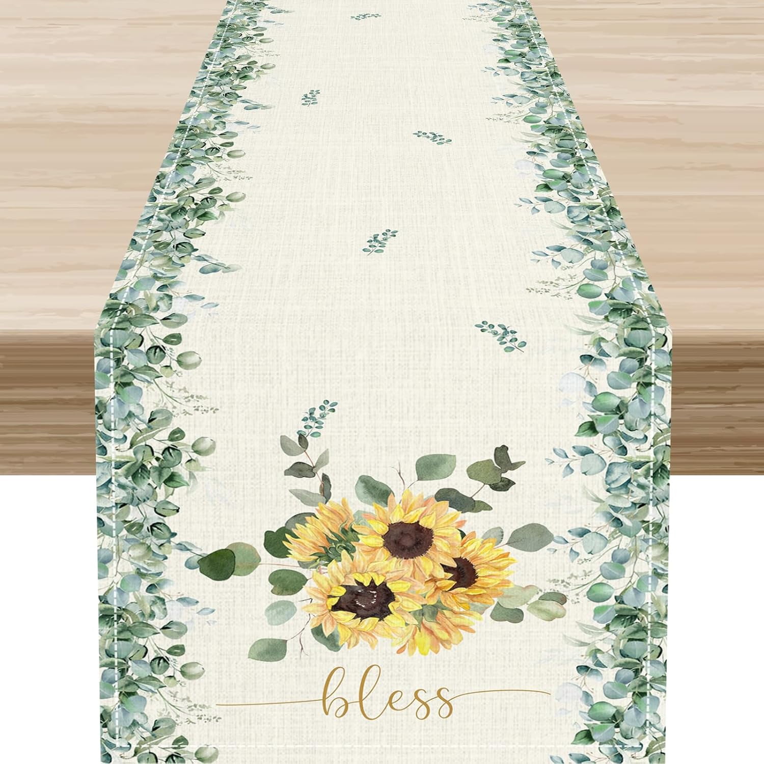 Eucalyptus Table Runner, Seasonal Floral Sage Blue Spring Summer ...