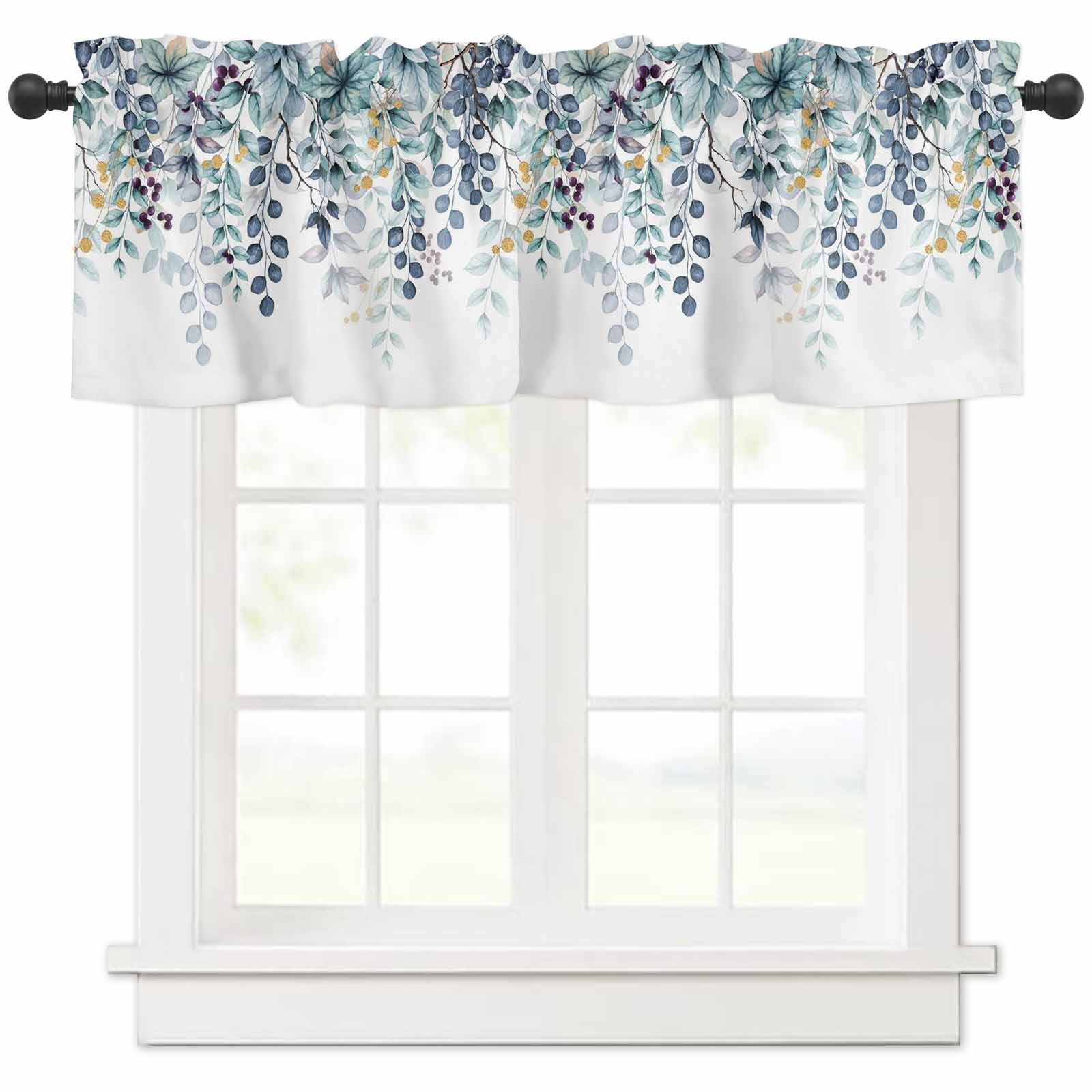 Eucalyptus Valances for Windows Farmhouse Kitchen Curtains Valances Rod ...