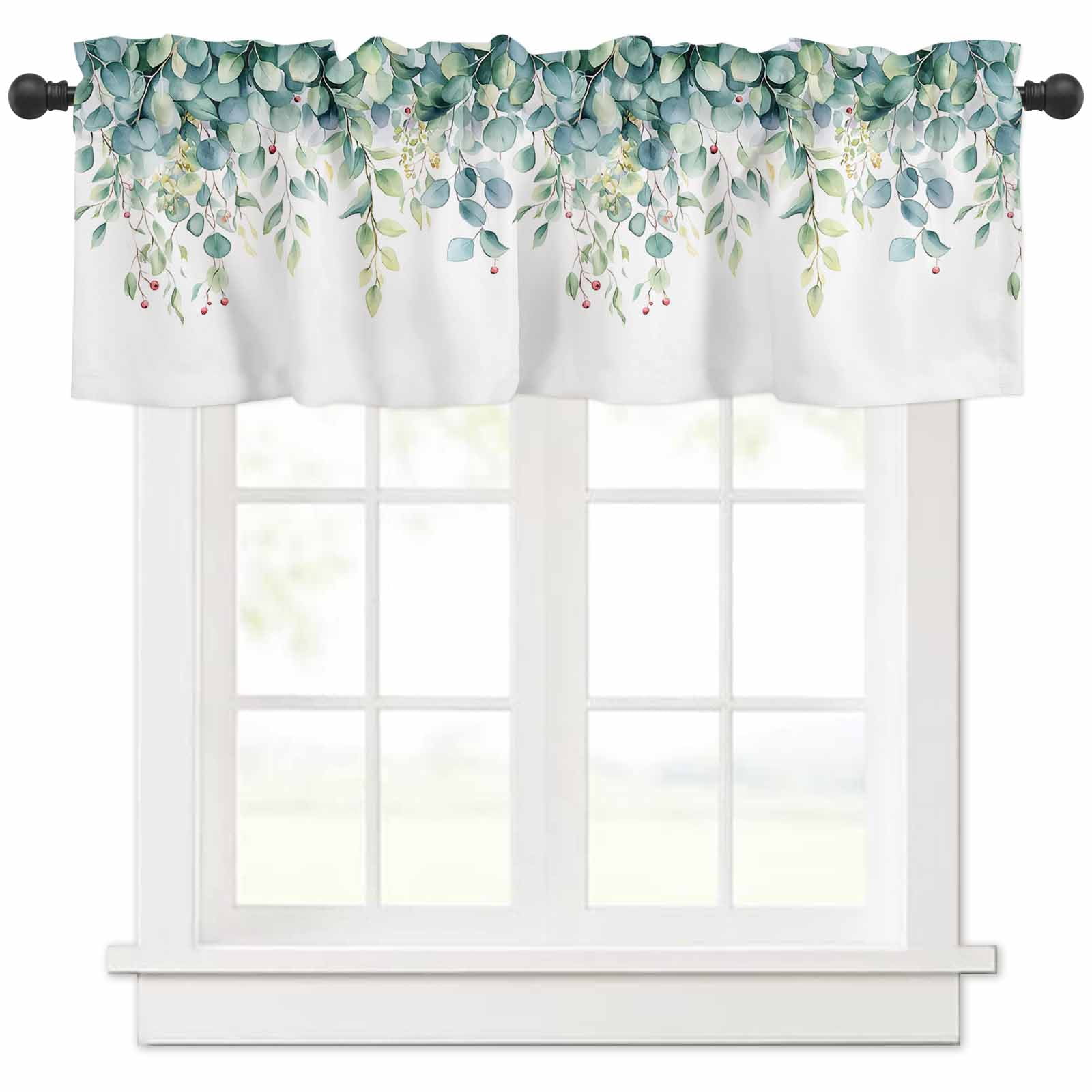 Eucalyptus Valances for Windows Farmhouse Kitchen Curtains Valances Rod ...