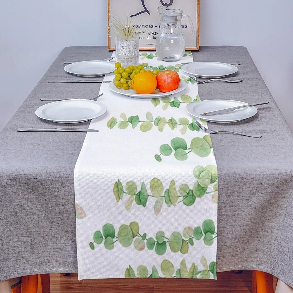 Eucalyptus Watercolor Table Runner Luxury Home Dining Table Coffee ...