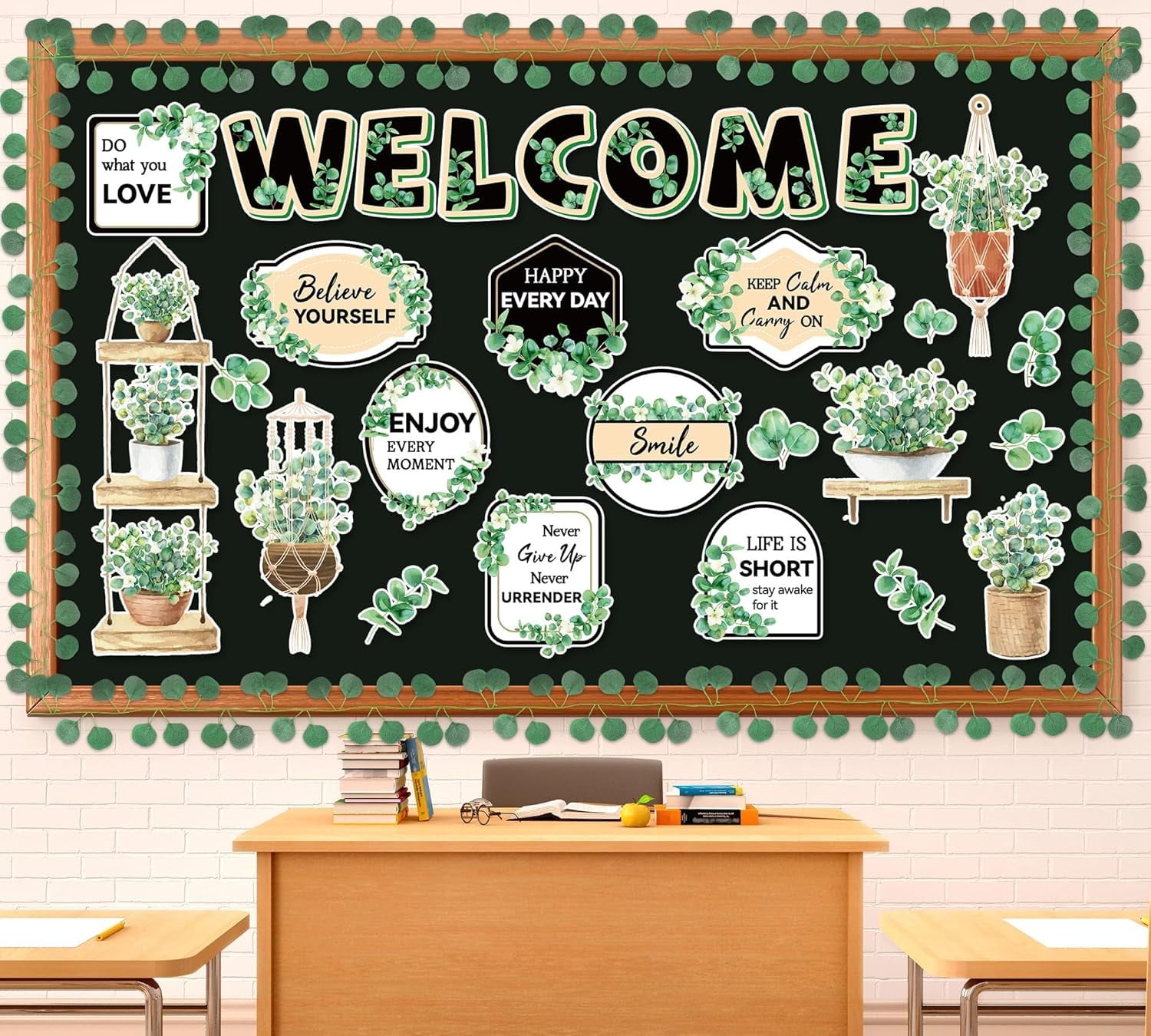 Eucalyptus Welcome Bulletin Board Set Greenery Classroom Decoration ...
