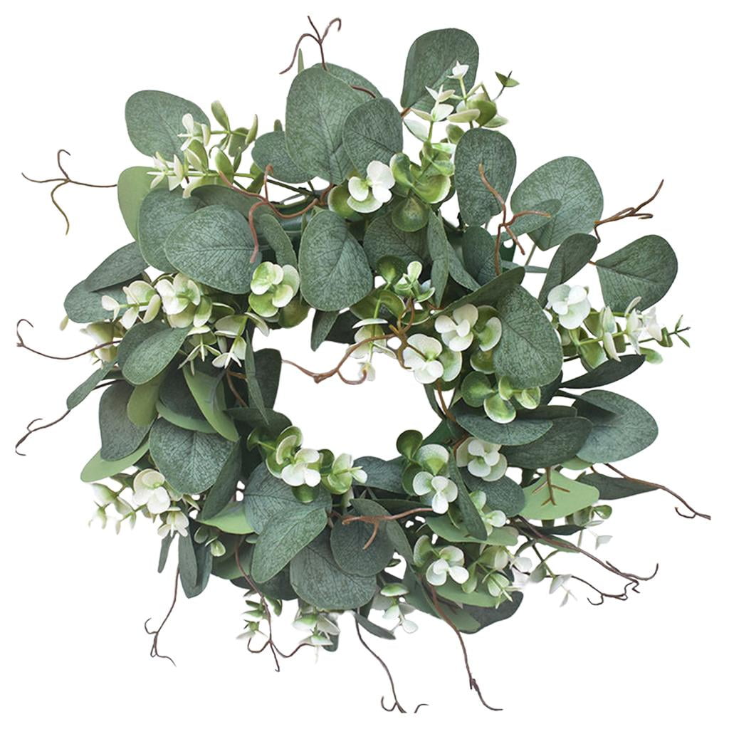 Eucalyptus Wreaths, Front Door 13'' White Berries Green Leaves Wreath for Spring , Outdoor ...