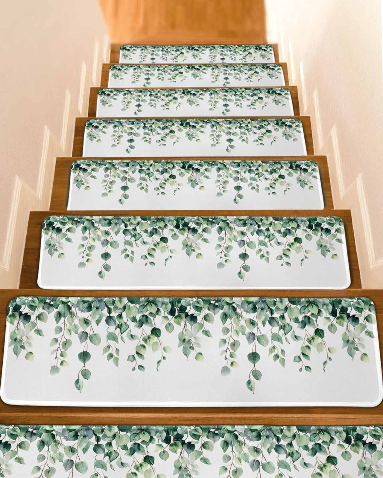 Eucalyptus Leaves Stair Treads for Wooden Steps Indoor Runner Rug ...