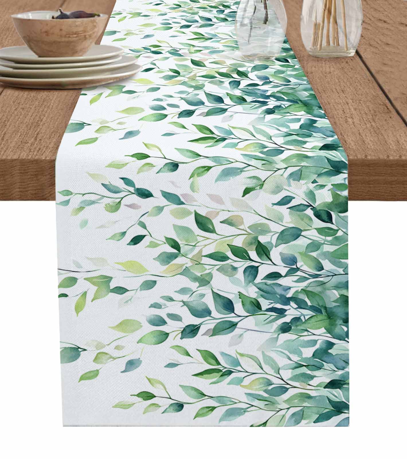 Eucalyptus Leaves Table Runner 72 Inches, Seasonal Botanical Branches ...