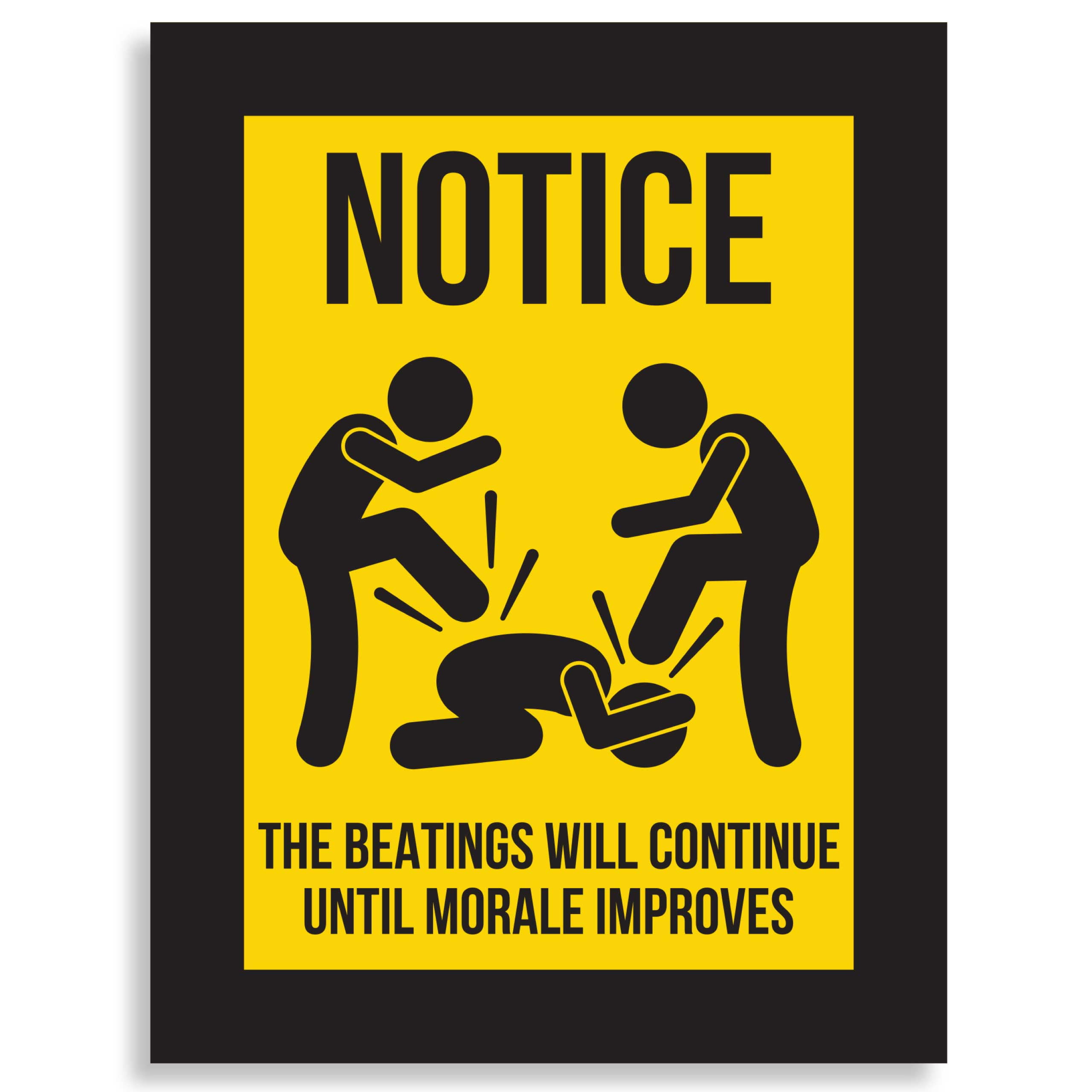 Eucatus 3" x 4" Black Yellow Rectangular 'Beatings Will Continue' Fake ...