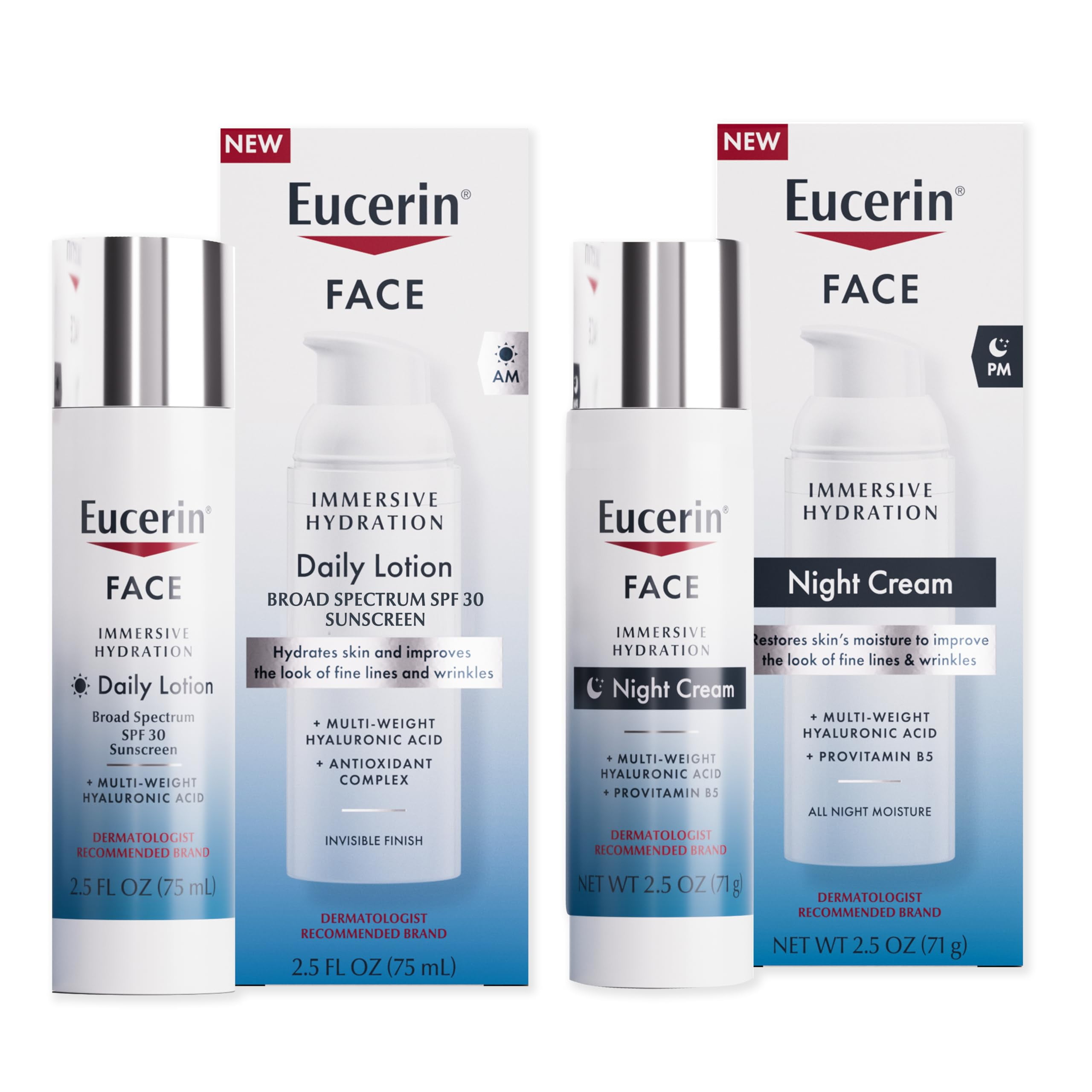 Eucerin Face Immersive Hydration HMF23 Skin Care Set, Daily Face Lotion ...