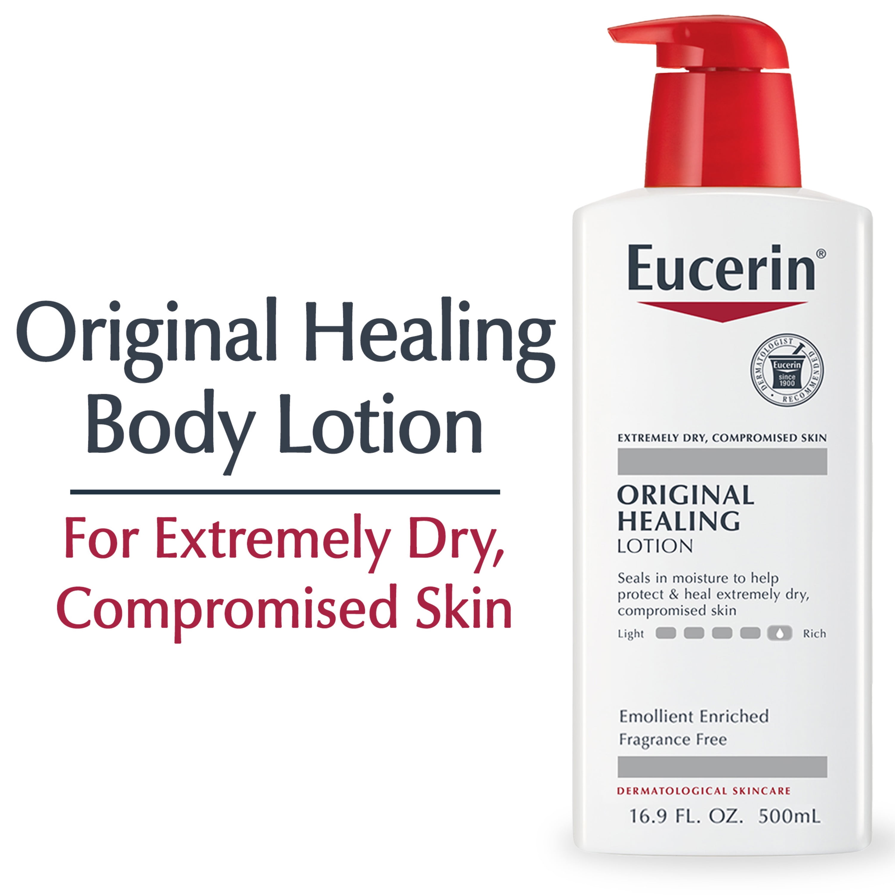 Eucerin Original Healing Body Lotion, Fragrance Free, 16.9 fl oz Bottle ...