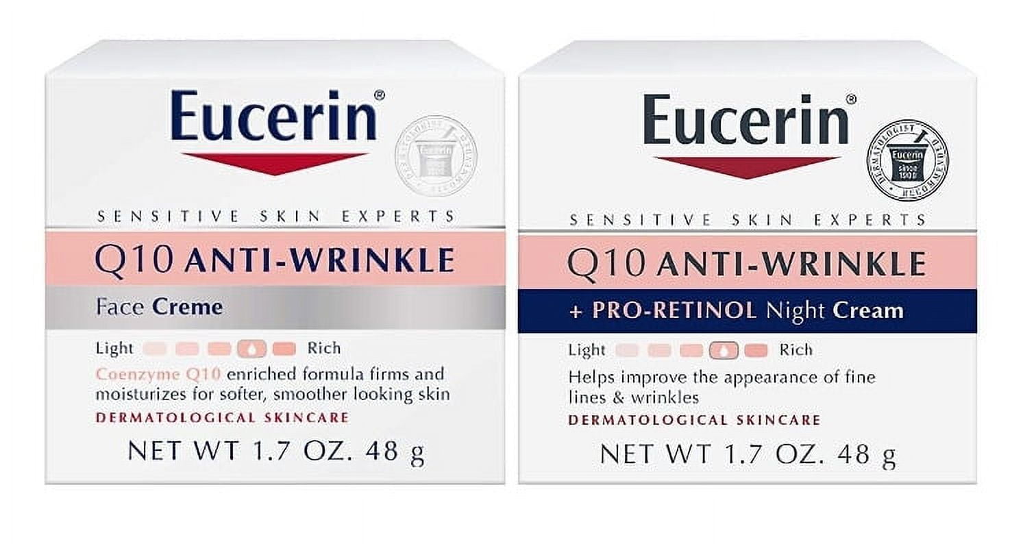 Eucerin Q10 Anti Wrinkle Day and Night Cream Bundle, 1.7 oz Jars - 2PKS ...