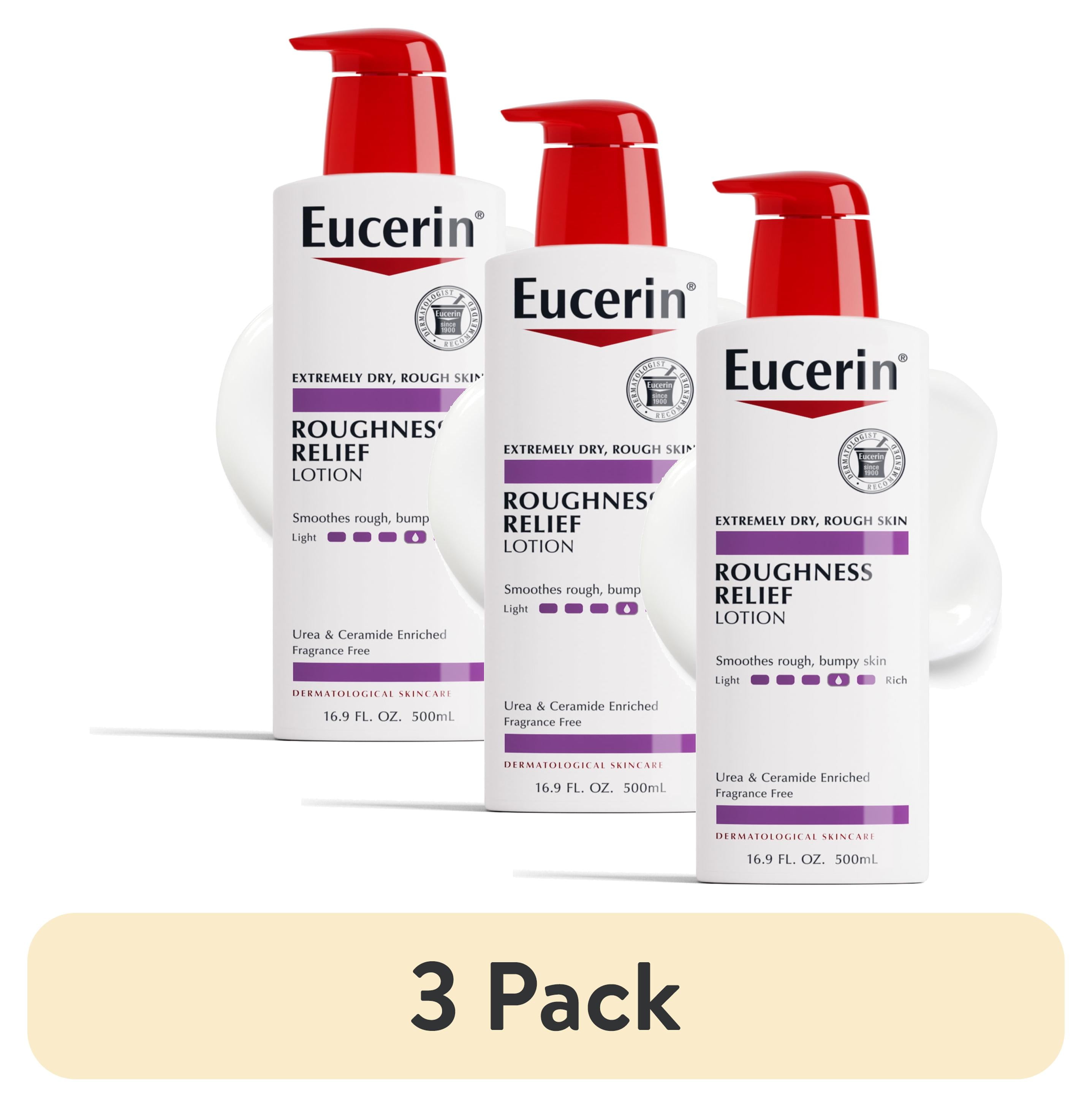 (3 pack) Eucerin Roughness Relief Body Lotion, Fragrance Free, 16.9 fl ...