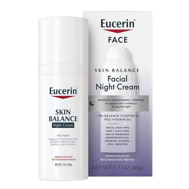 Eucerin Sensitive Skin Facial Night Cream, 1.7 Oz, Enriched With Tri ...