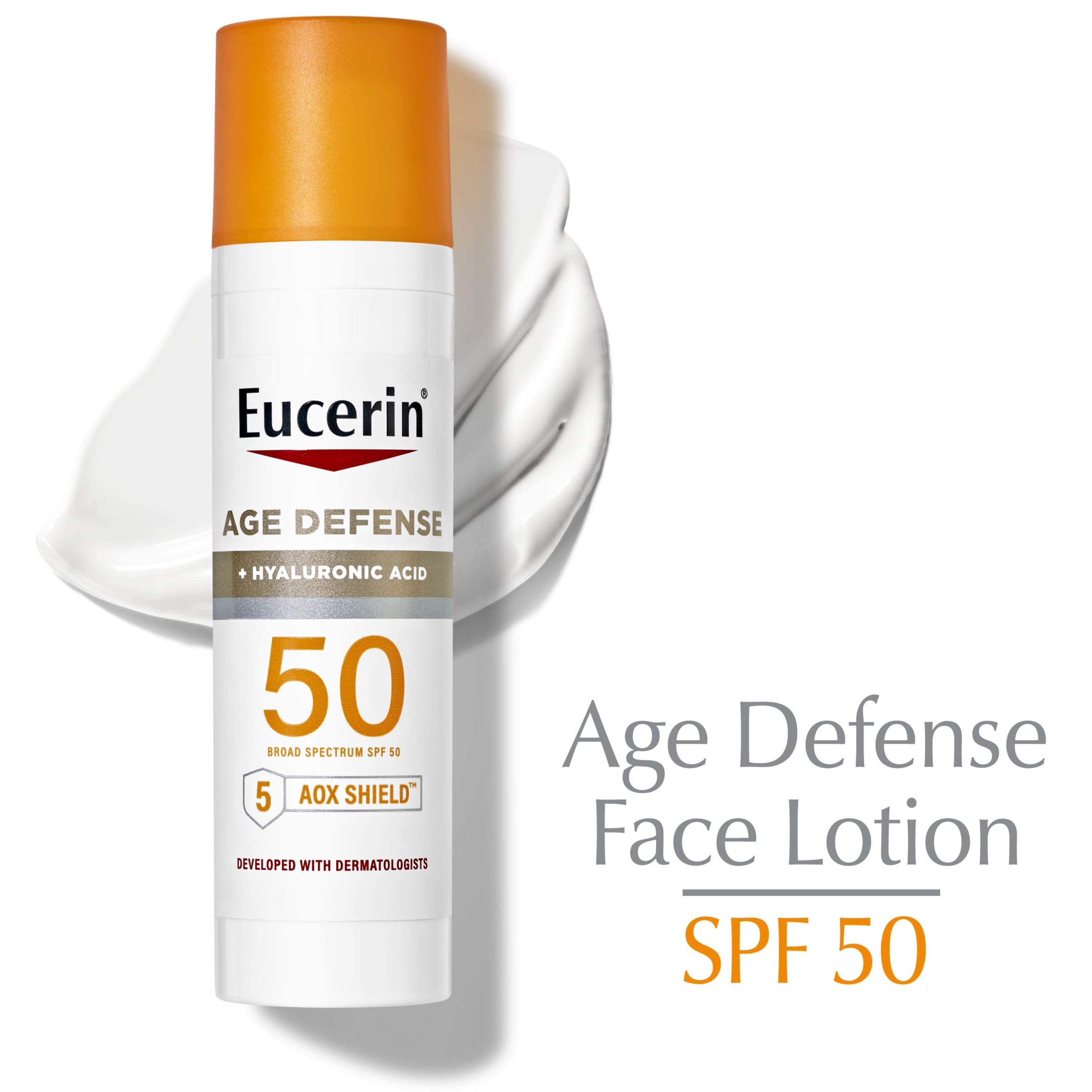 Eucerin Sun Age Defense Face Sunscreen Lotion, SPF 50, 2.5 fl oz Bottle ...