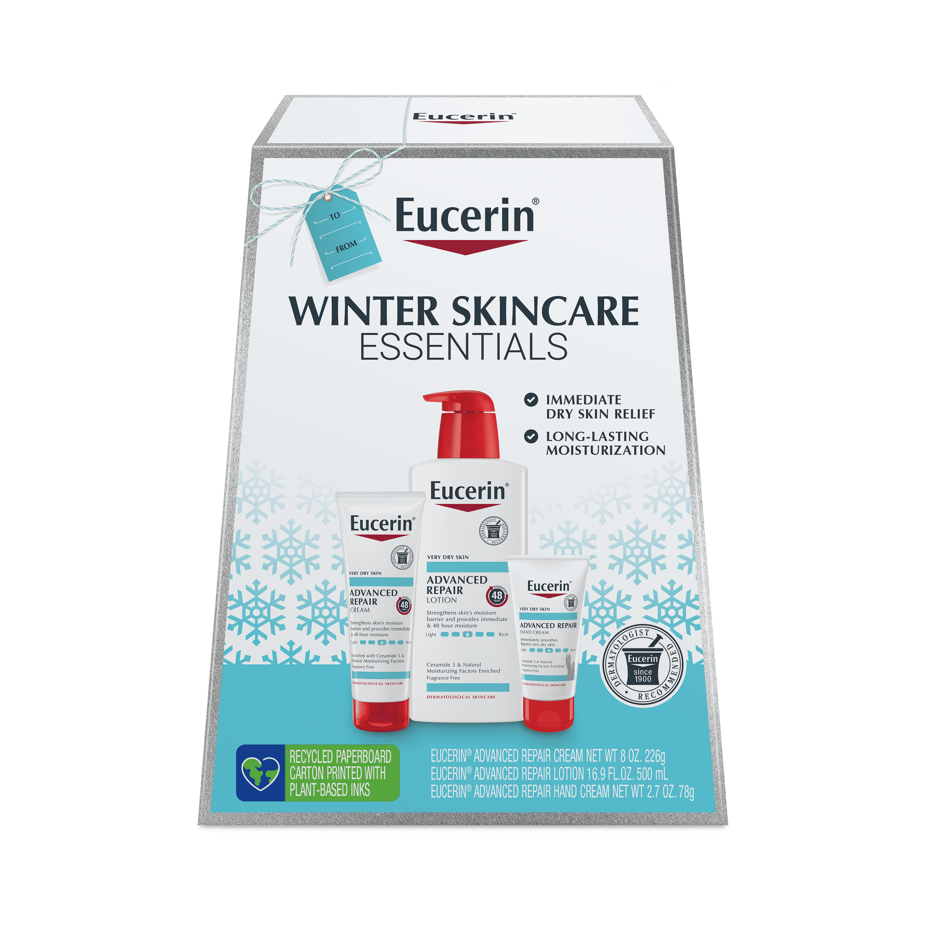 Eucerin Winter Skincare Essentials Gift Set, 3 Piece Skincare Gift Set ...