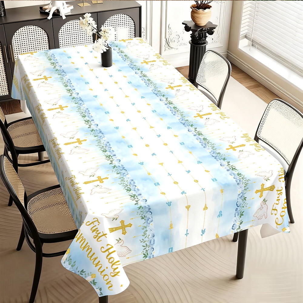 Eucharistic Altar Tablecloth Blue Watercolor Table Cover featuring Dove ...