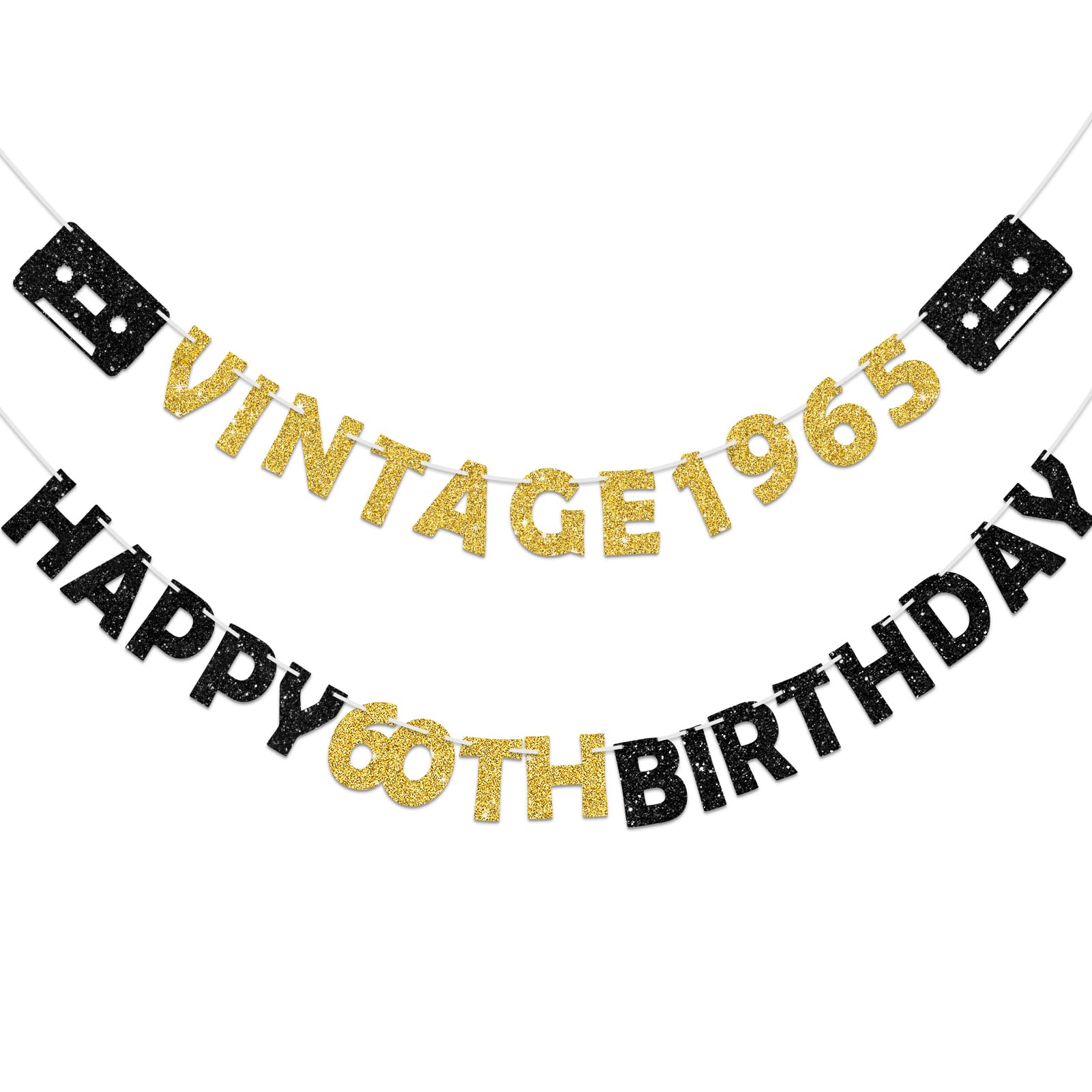 Eucutur Pre-Strung BlackTRDN Gold 60th Birthday Banner Decoration for ...