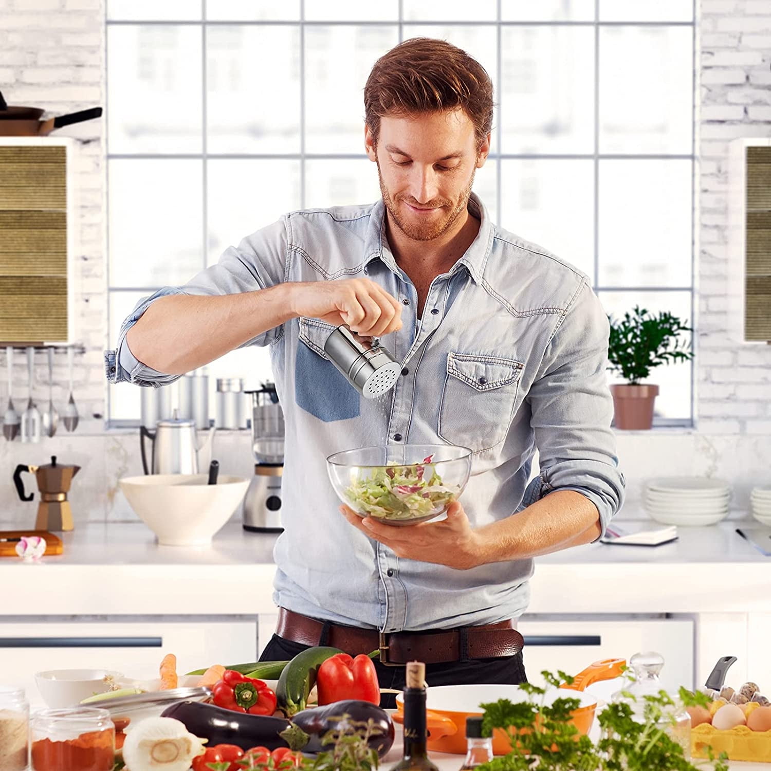 Eudgs 3 Pieces Seasoning Bottle With Handle And Rotating Cover Topper ...