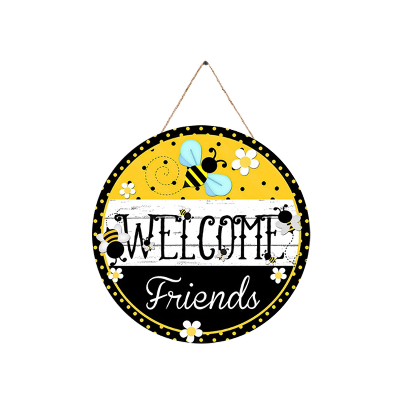 Eudgs Welcome Friends Home Wooden Handicraft Door Sign Circular Logo ...