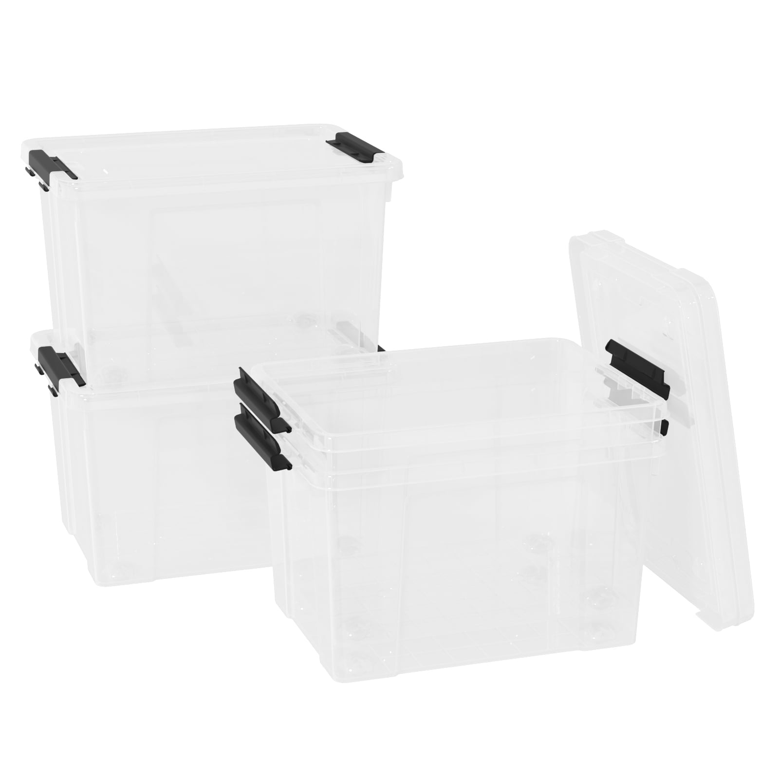 EudokkyNA 34 Quart 4 Pack Clear Latch Totes, Plastic Storage Box with ...