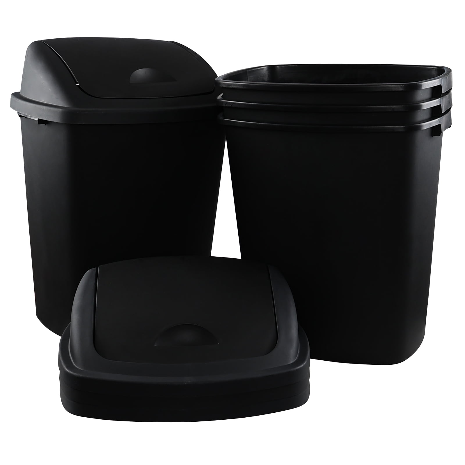 EudokkyNA 70 L 4 Pack Swing Lid Waste Bin, Plastic Trash Bin with Lid ...