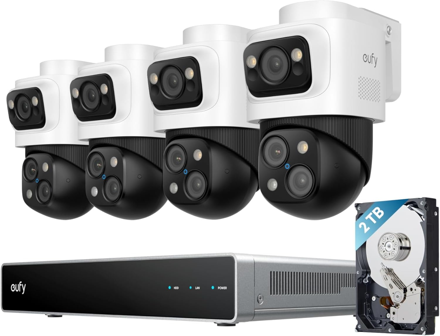 eufy 4K NVR Security Camera System S4 Max 4 Bullet-PTZ Cams, PoE Wired ...