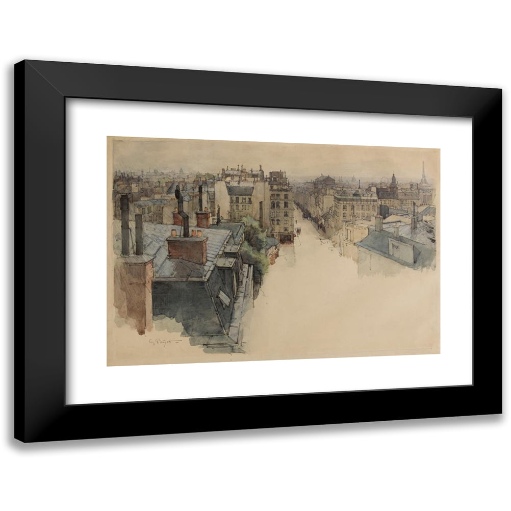 Eugène Béjot 24x18 Black Modern Framed Museum Art Print Titled - Paris Seen from the Heights of ...