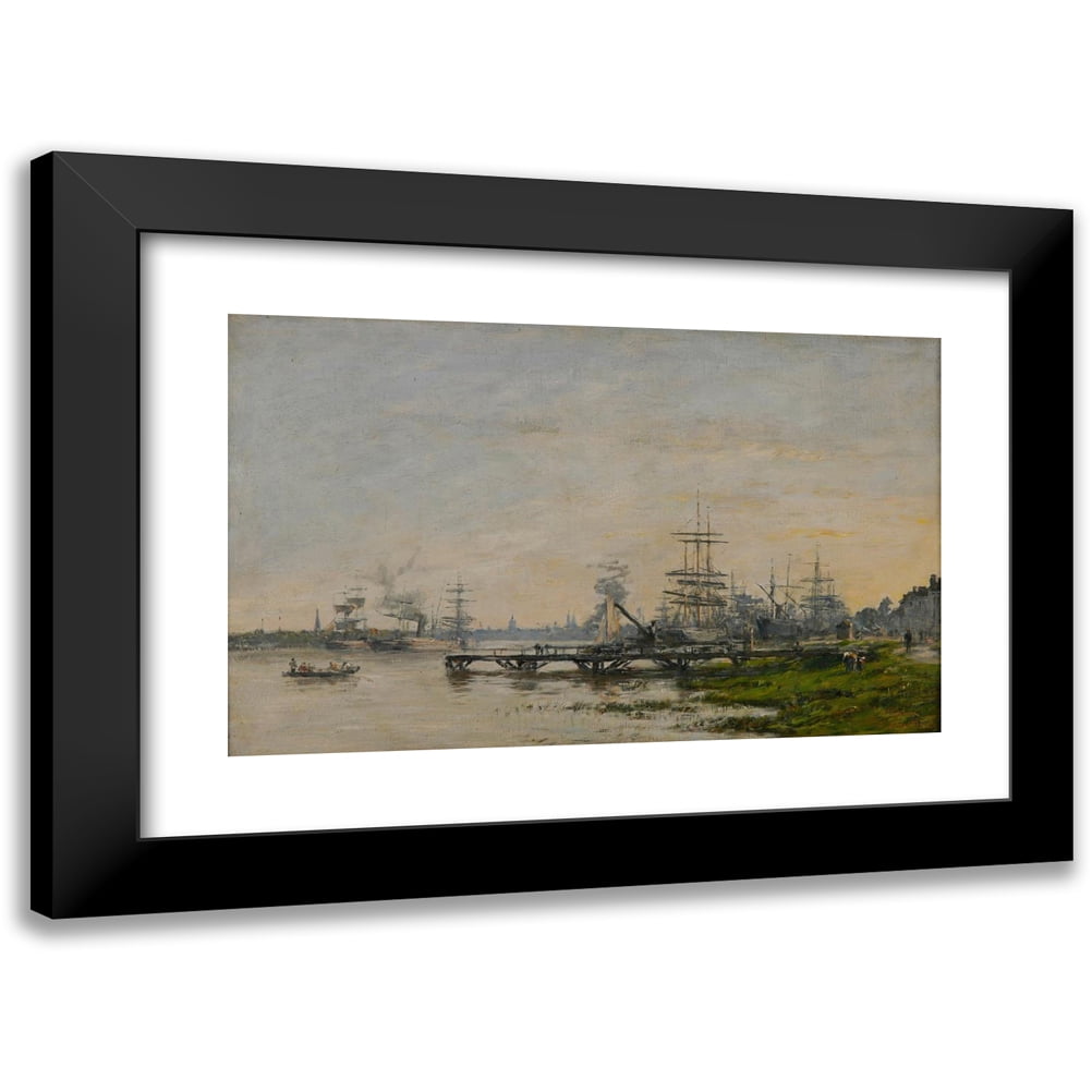 Eugène Boudin 14x11 Black Modern Framed Museum Art Print Titled - The Port of Bordeaux, Seen ...
