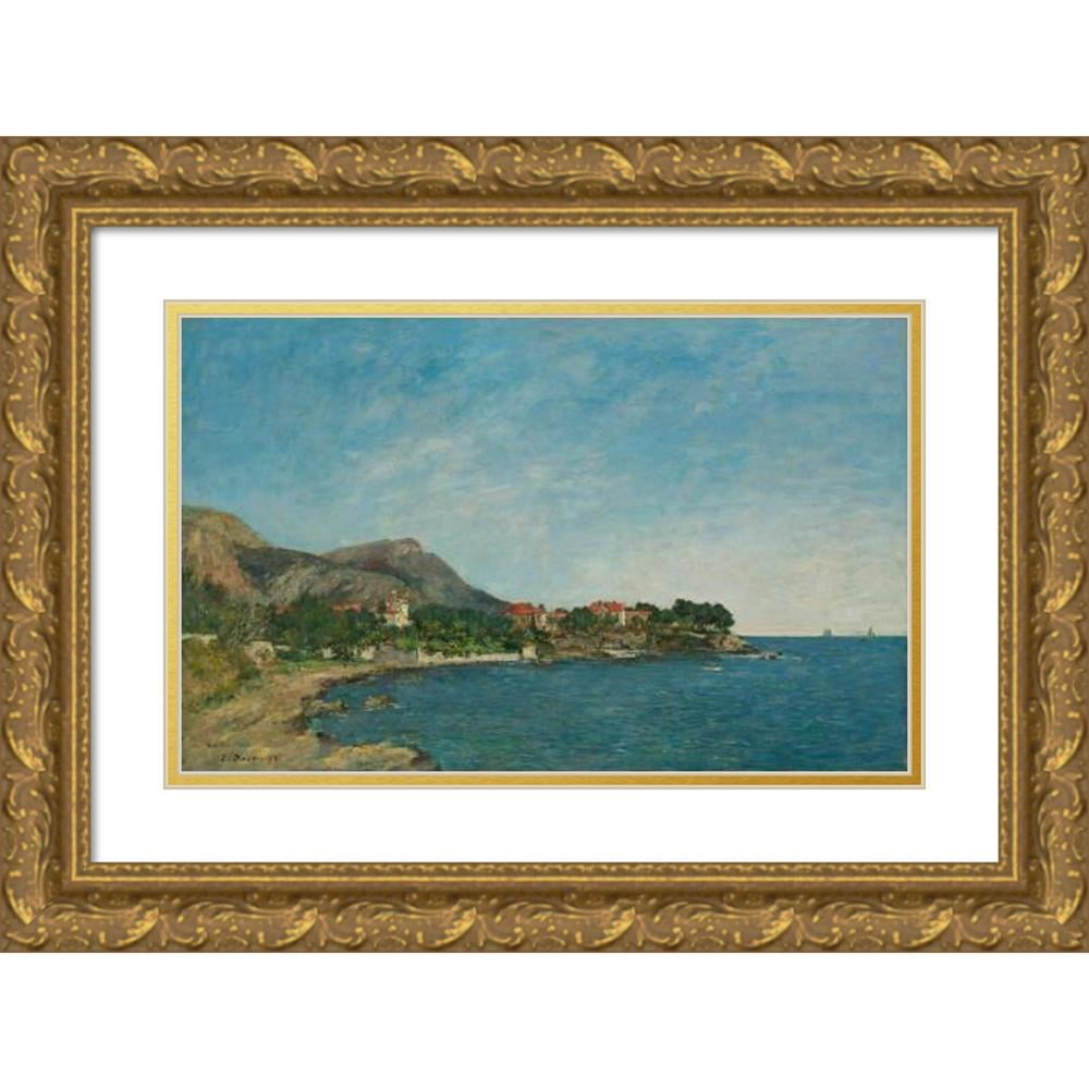Eugène Boudin 18x12 Gold Ornate Wood Frame and Double Matted Museum Art ...