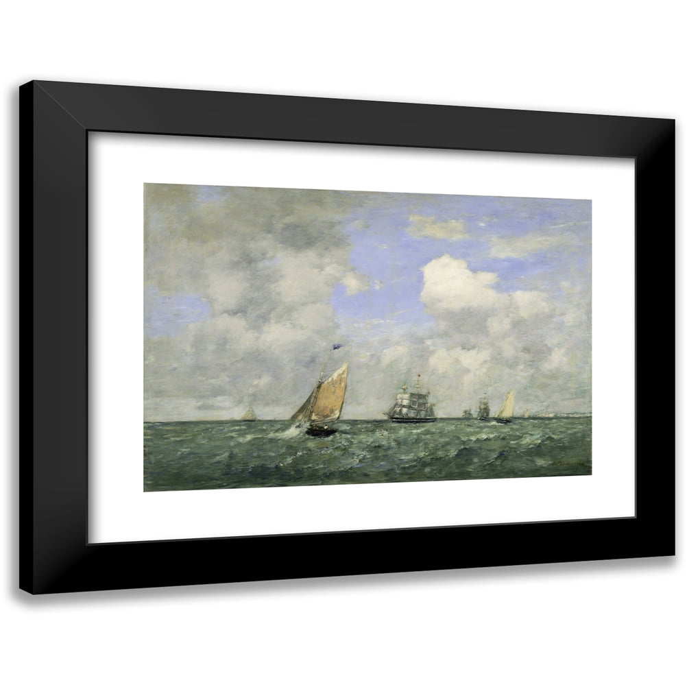 Eugène Boudin 18x14 Black Modern Framed Museum Art Print Titled - Ships ...