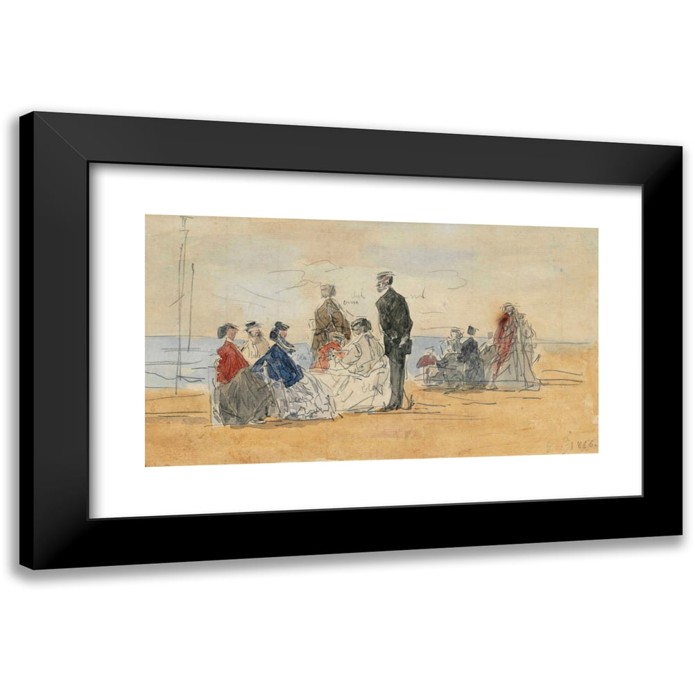 Eugène Boudin 24x15 Black Modern Framed Museum Art Print Titled - Beach ...