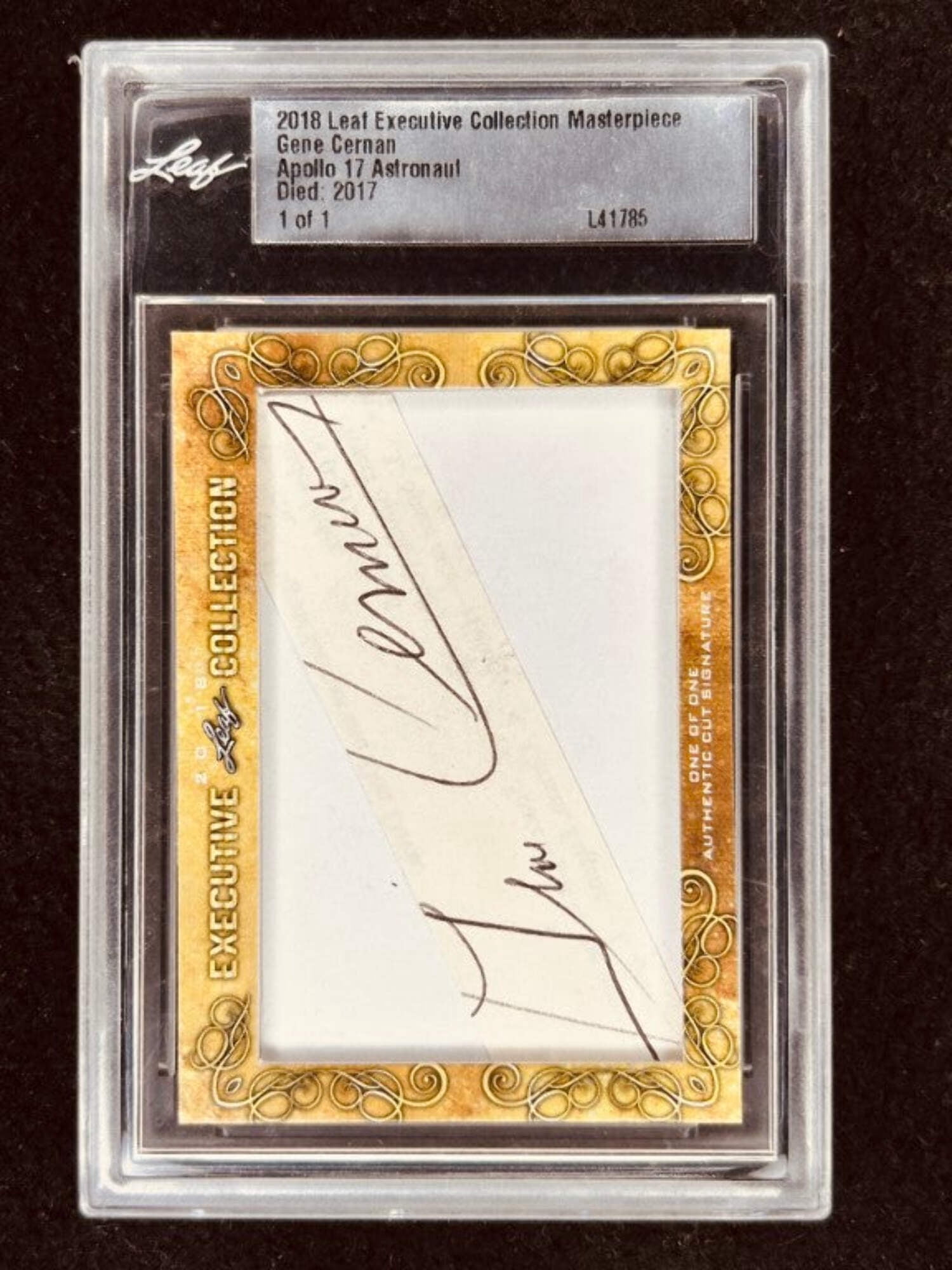 Eugene (Gene) Cernan 2018 Leaf Masterpiece Cut Signature certified ...