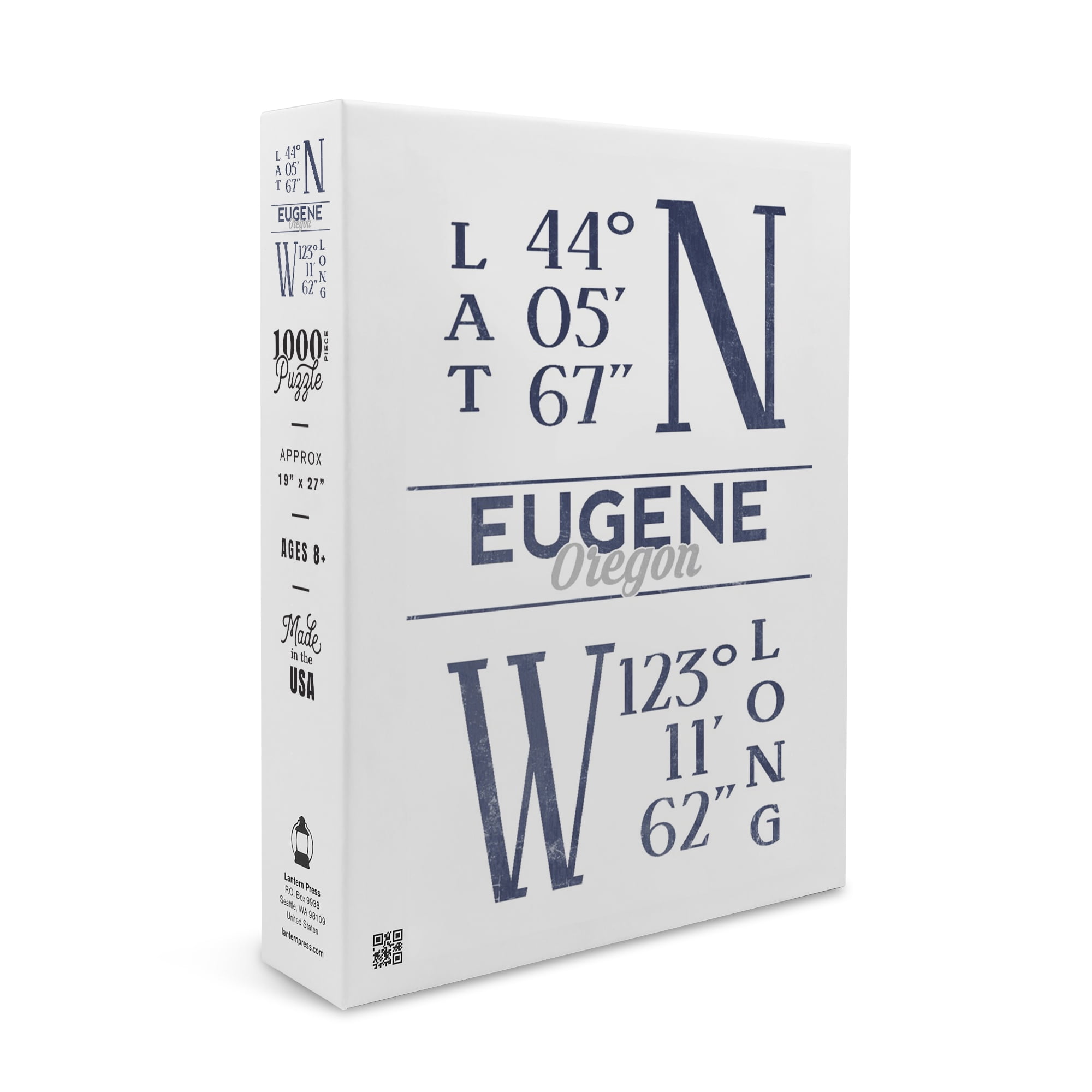 Eugene, Oregon, Latitude and Longitude (Blue) (1000 Piece Puzzle, Size ...
