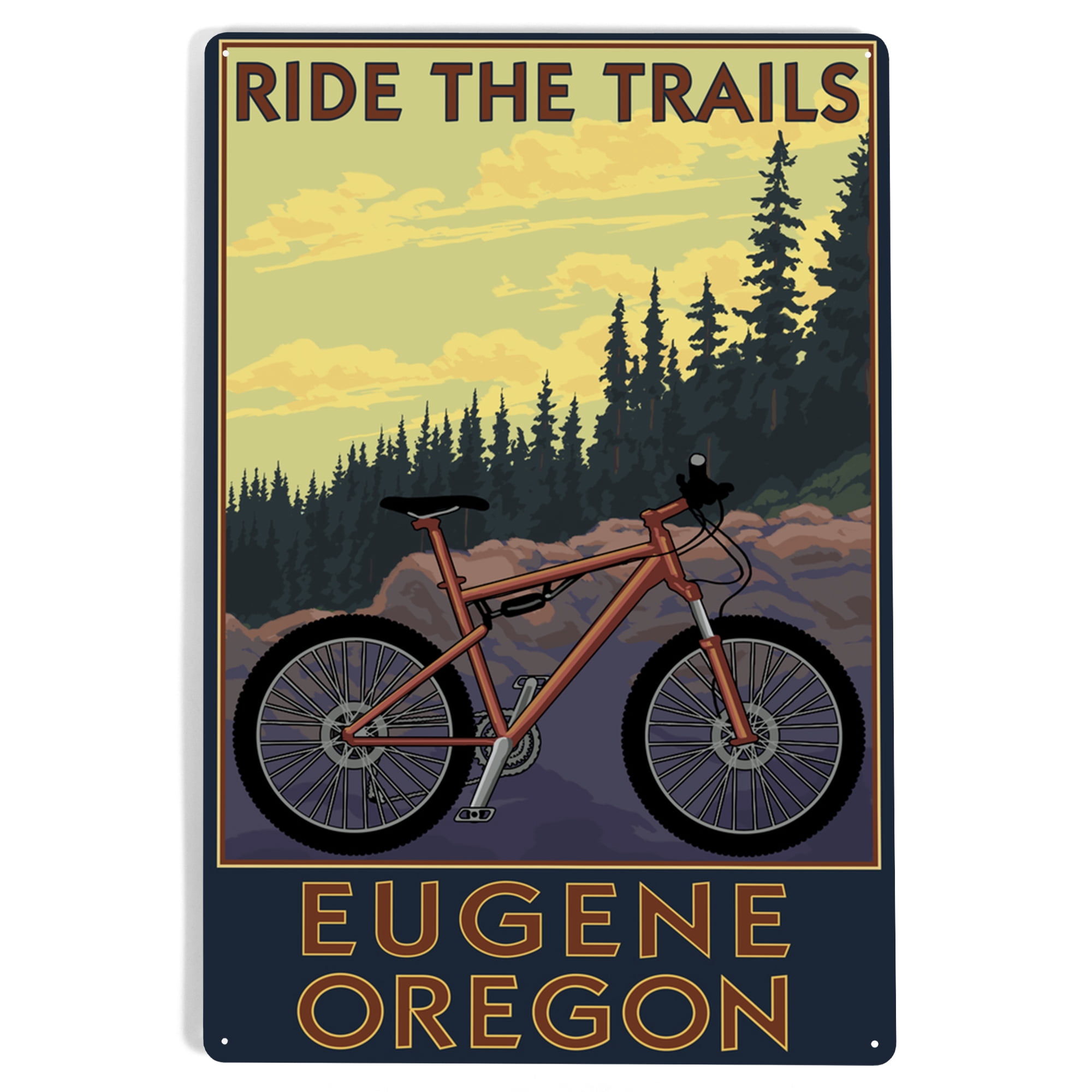 Eugene, Oregon, Mountain Bike (12x18 Aluminum Art, Indoor Outdoor Metal ...