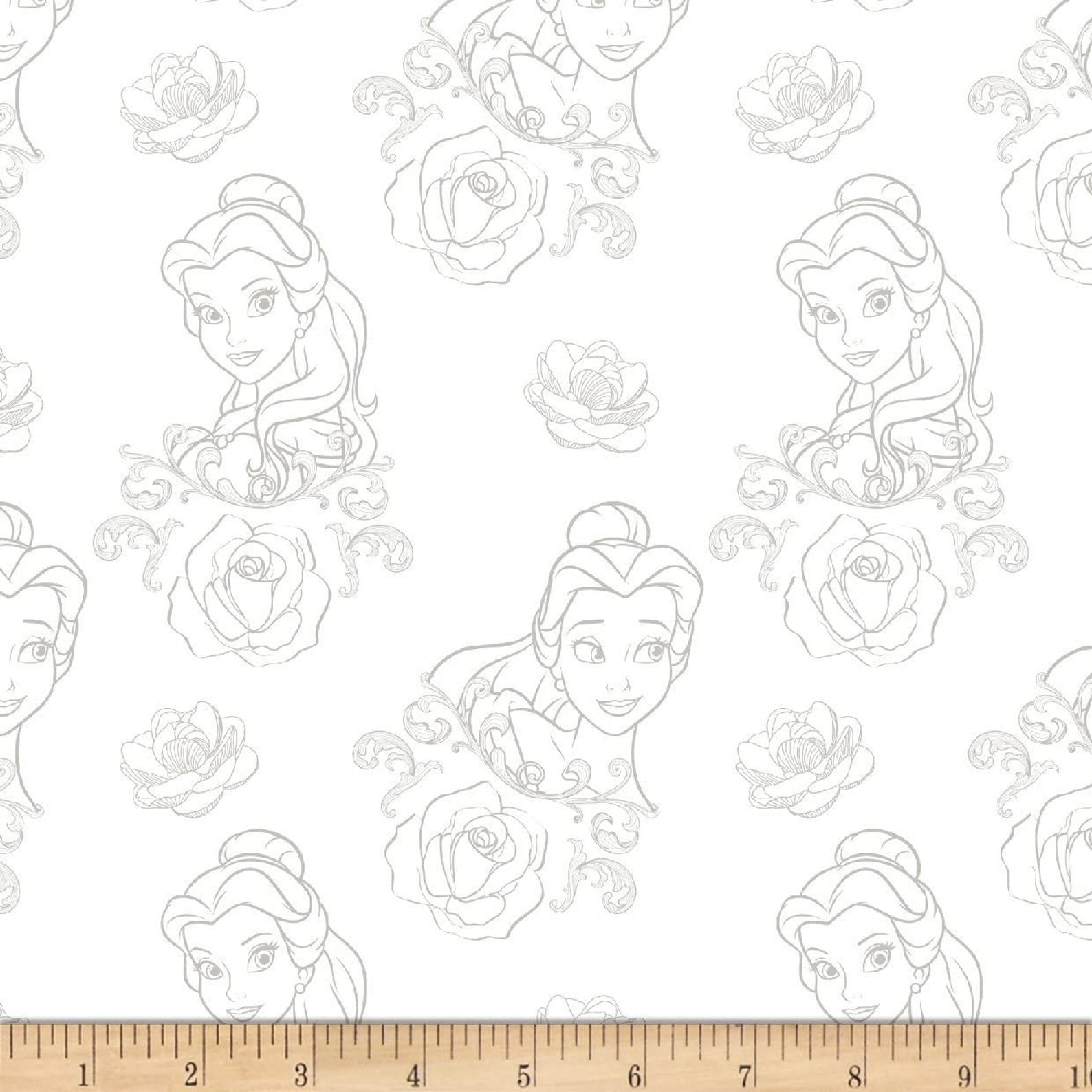 Eugene Textiles Disney Beauty and The Beast Bold as a Rose Grey Fabric ...