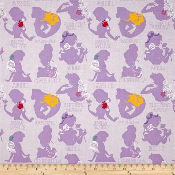 Eugene Textiles Disney Princess Cameo Purple Quilt Fabric By The Yard ...
