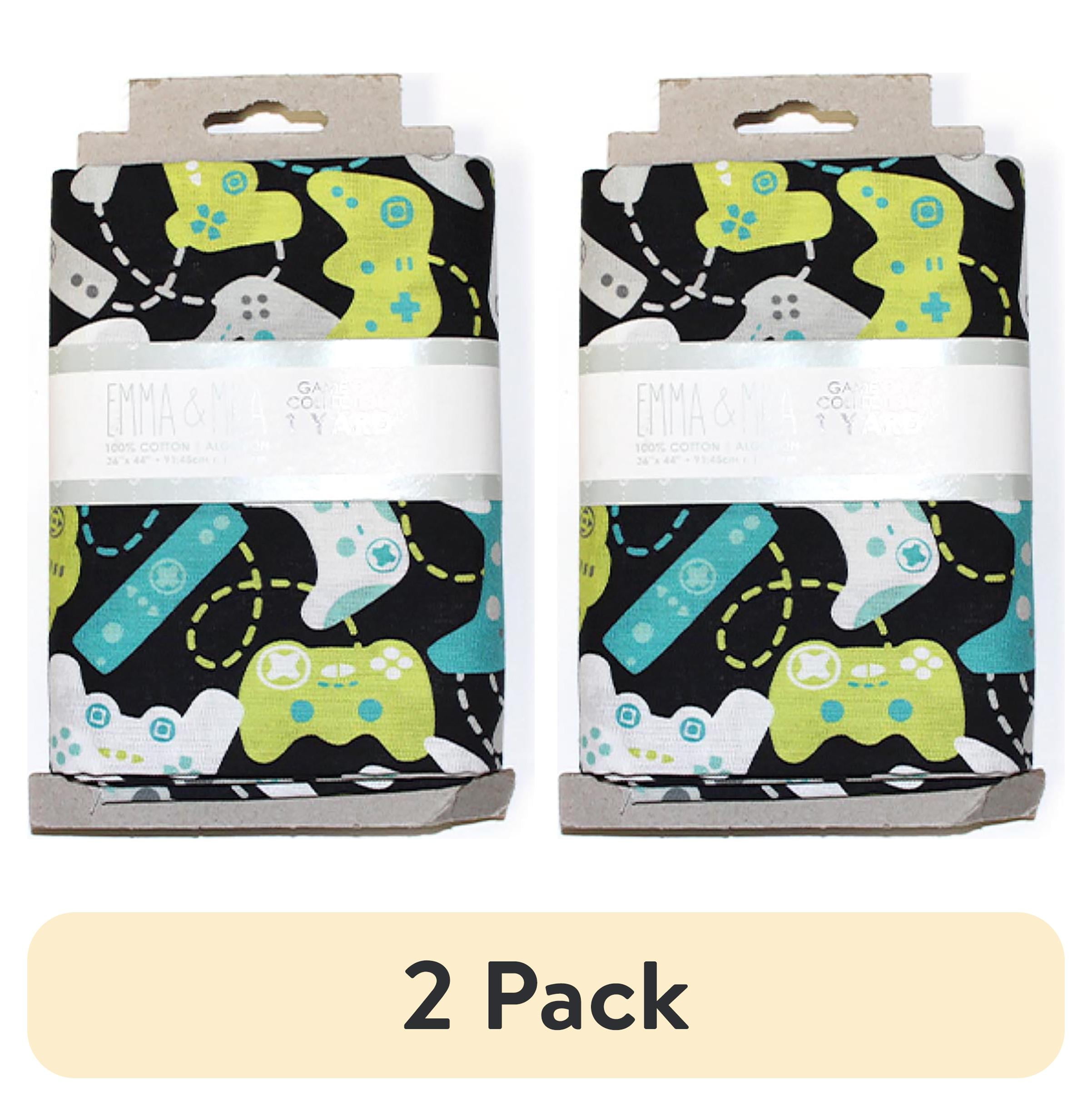 (2 pack) Eugene Textiles Emma & Mila Game Controllers 100% Cotton Pre-Cut Fabric, 36" x 44" (1 ...