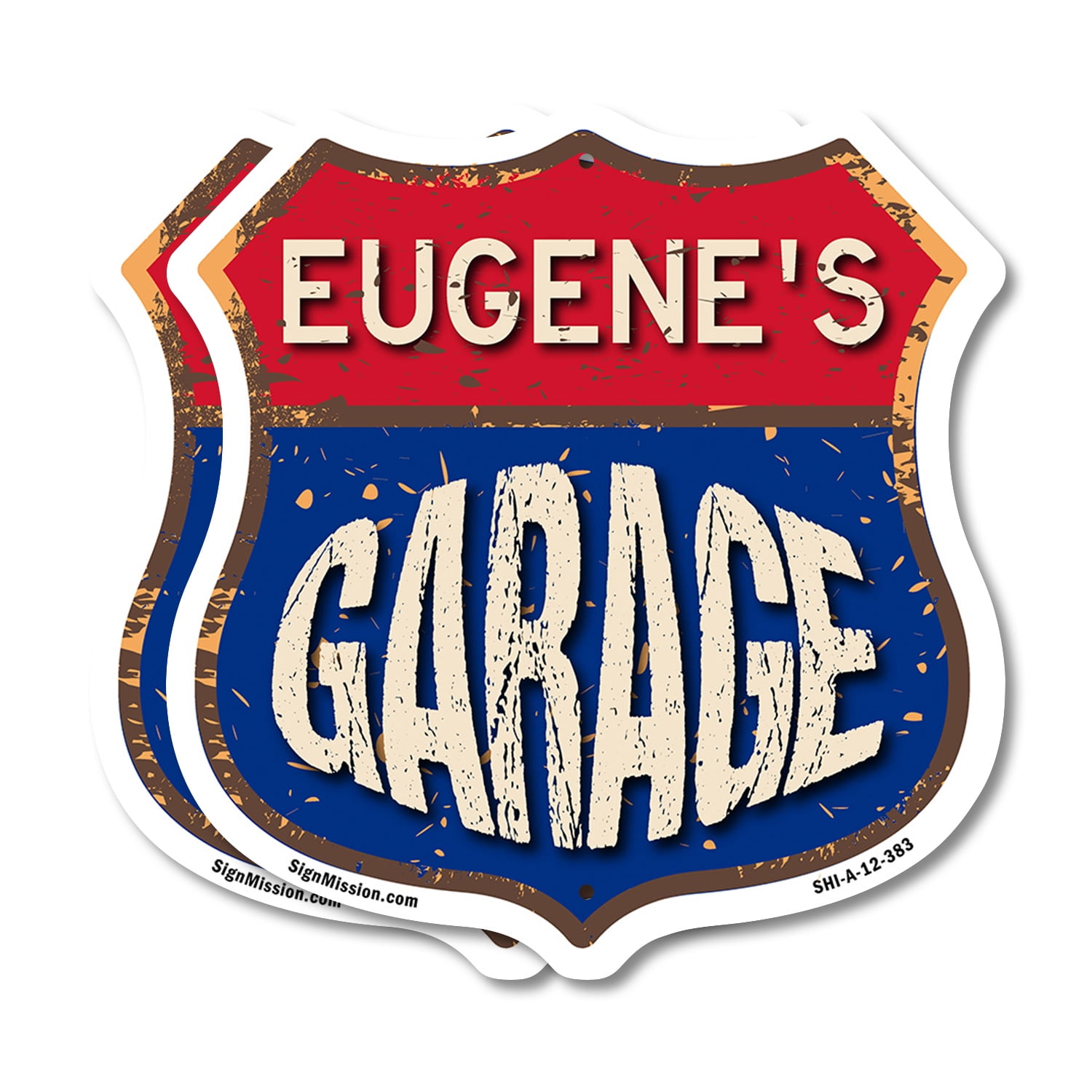 Eugene's Garage (2 Pack) 12 inch X 12 inch Shield Shaped Commercial ...